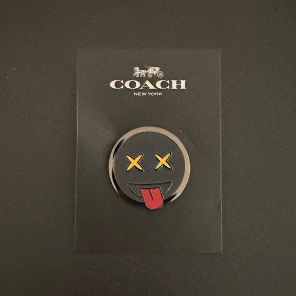 Coach | Accessories | Coach Varsity Emoji Smiley Face Pin Black Multi ...